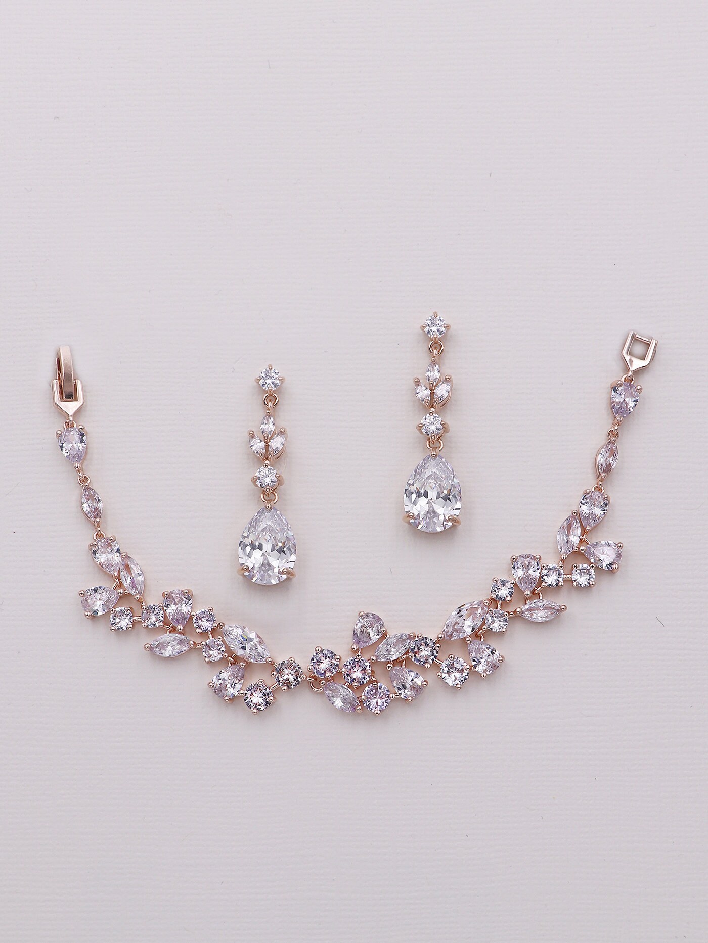 Bridal Bracelet Set Wedding Earrings Bracelet Set Cz - Etsy