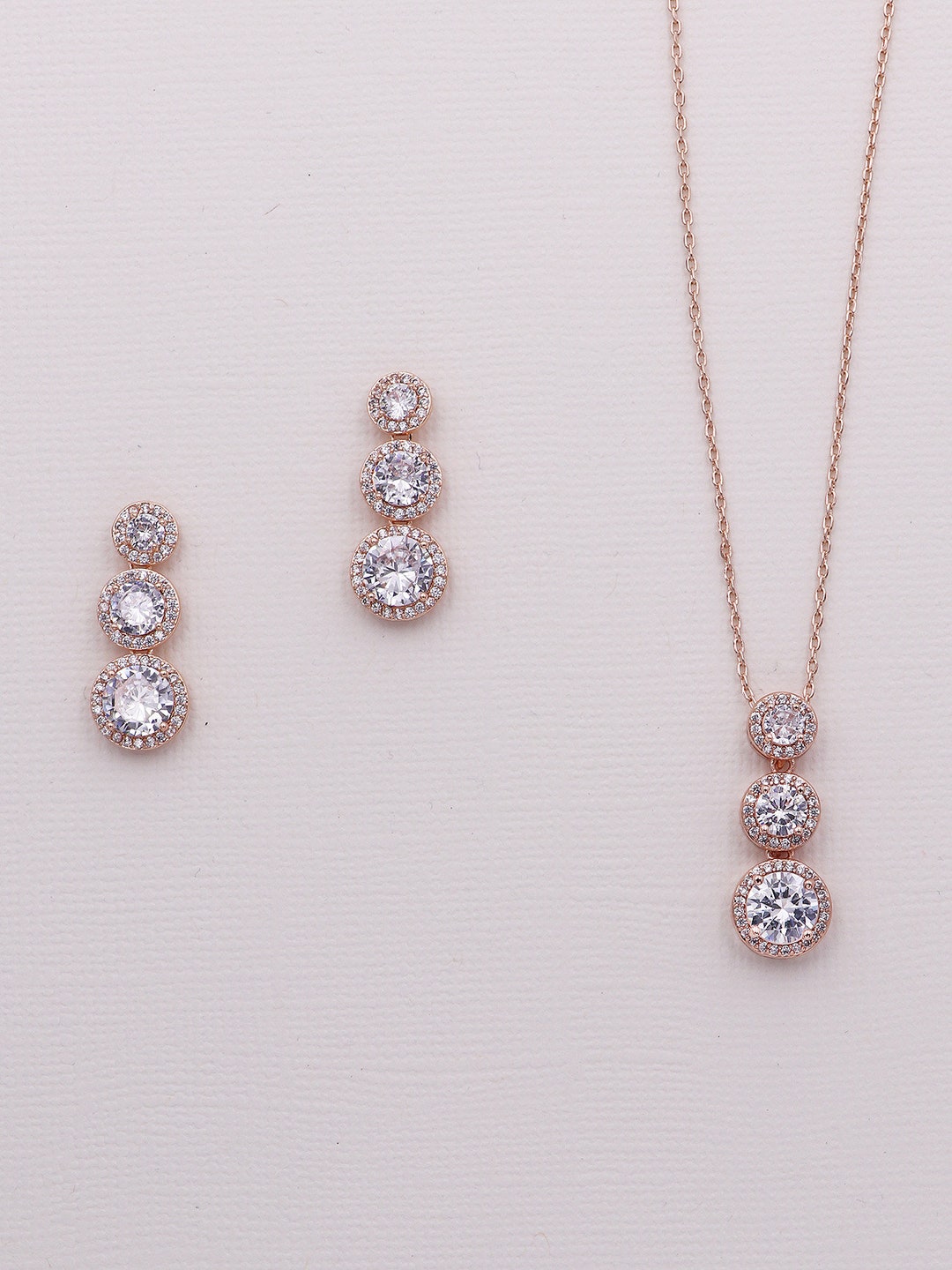 Jewelry Set for Weddings Rose Gold, Round Wedding Jewelry Rose Gold ...