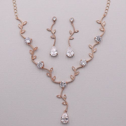 Vine Leaf Bridal Jewelry Set Rose Gold Wedding Jewelry Set Etsy