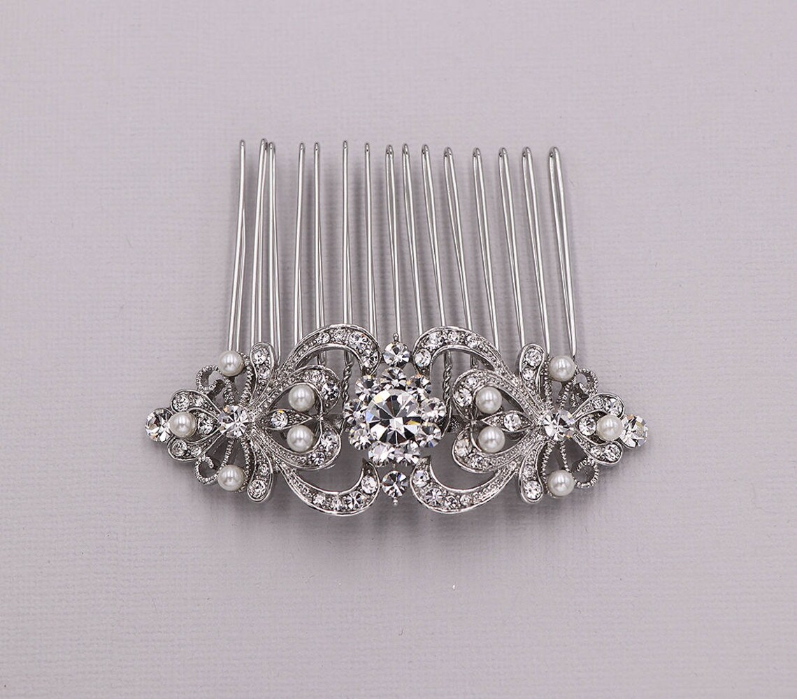 Navy Wedding Comb Rhinestone Comb Bridal Comb Pearl Blue | Etsy