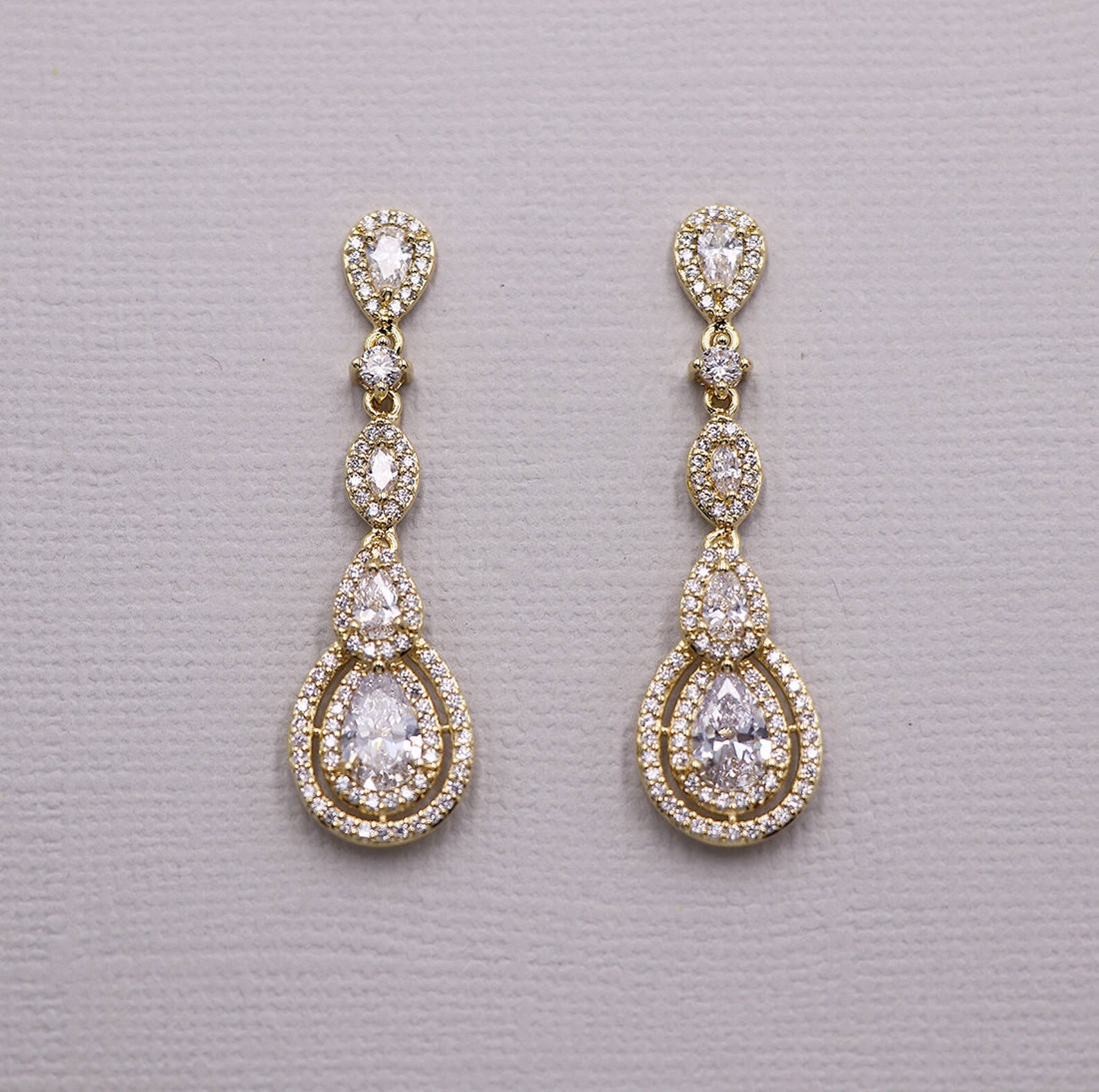 Long Rose Gold Jewelry Set Wedding Jewelry Set Cubic - Etsy