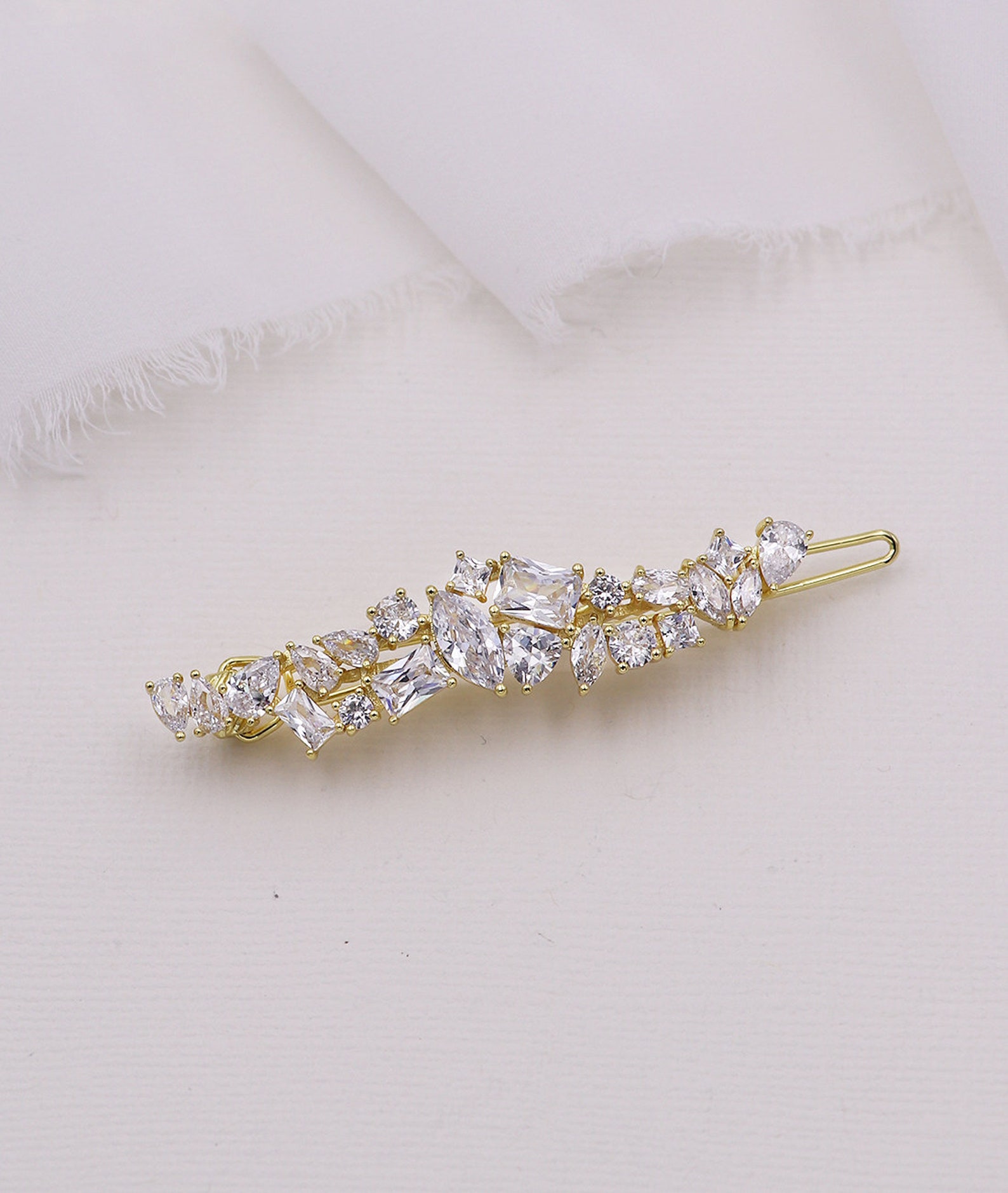 Wedding Barrette Cubic Zirconia Barrette Bridal Rhinestone - Etsy