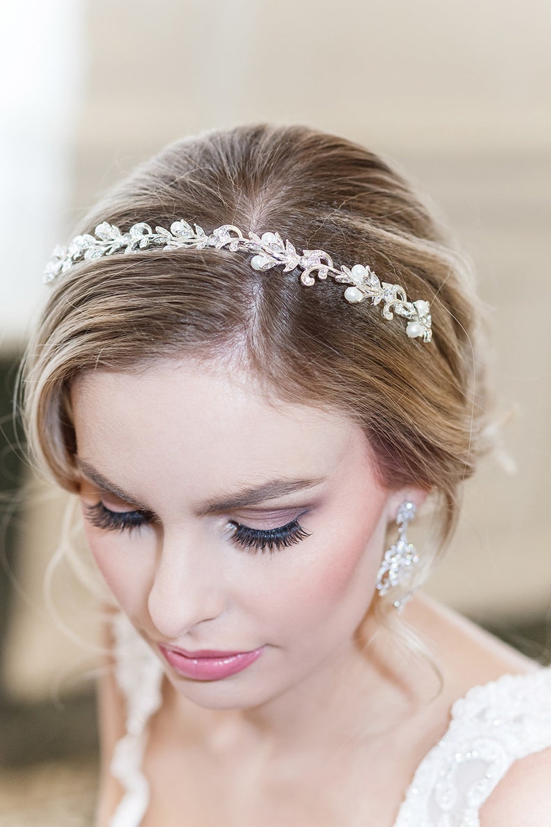 Custom Crystal Pearl Bridal Headband Headpiece Custom Wedding Etsy