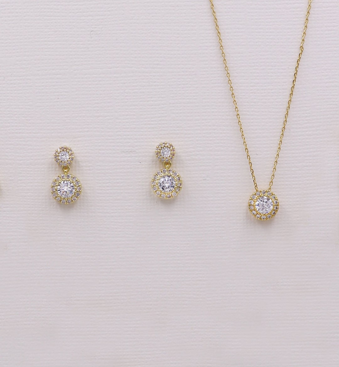 Gold Earrings Necklace Set Gold Crystal Jewelry Set Gold - Etsy