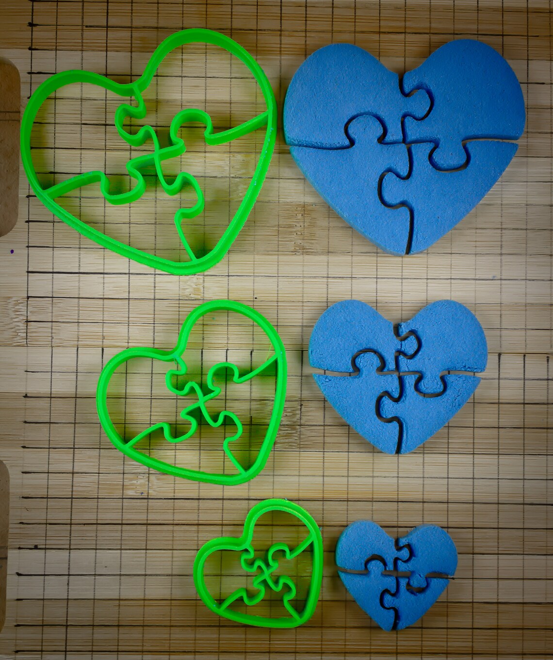 Puzzle Heart full cut Heart into four pieces Complex love | Etsy