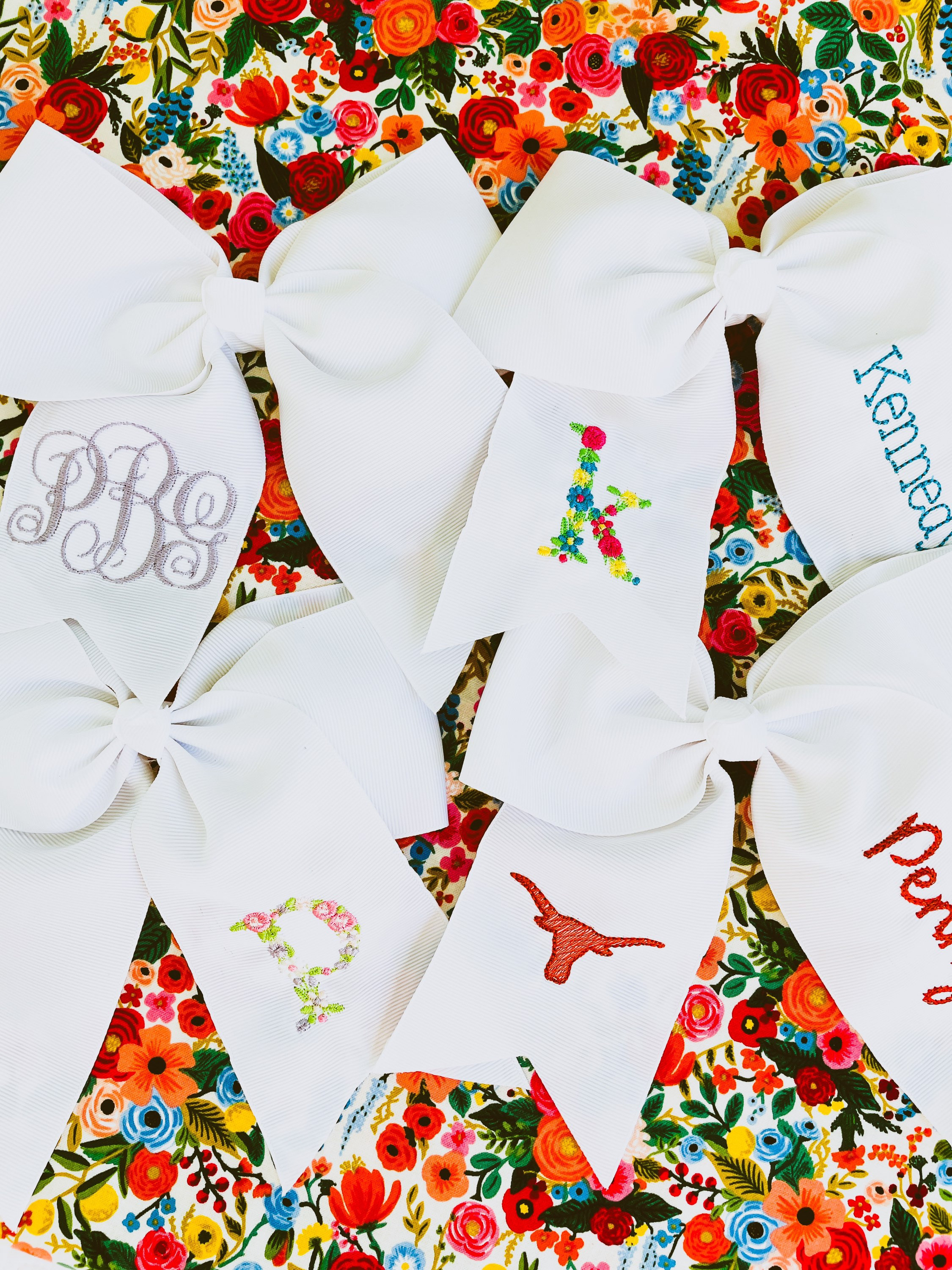 Monogrammed Longhorn Hair Bow: Embroidered Texas Cheer Bow - Etsy