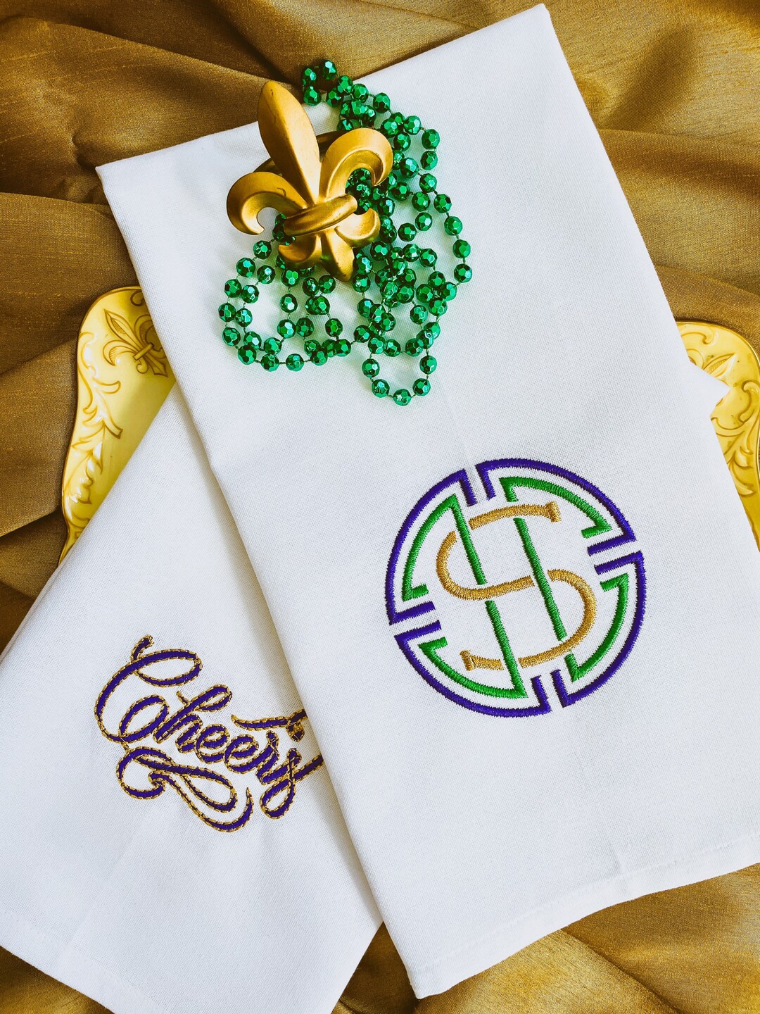 Mardi Gras Towels Personalized Bar Towels Monogrammed - Etsy