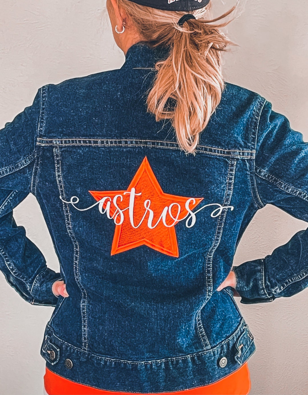 Personalized Astros Denim Jacket: Houston Baseball Fan Jean Jacket - Etsy