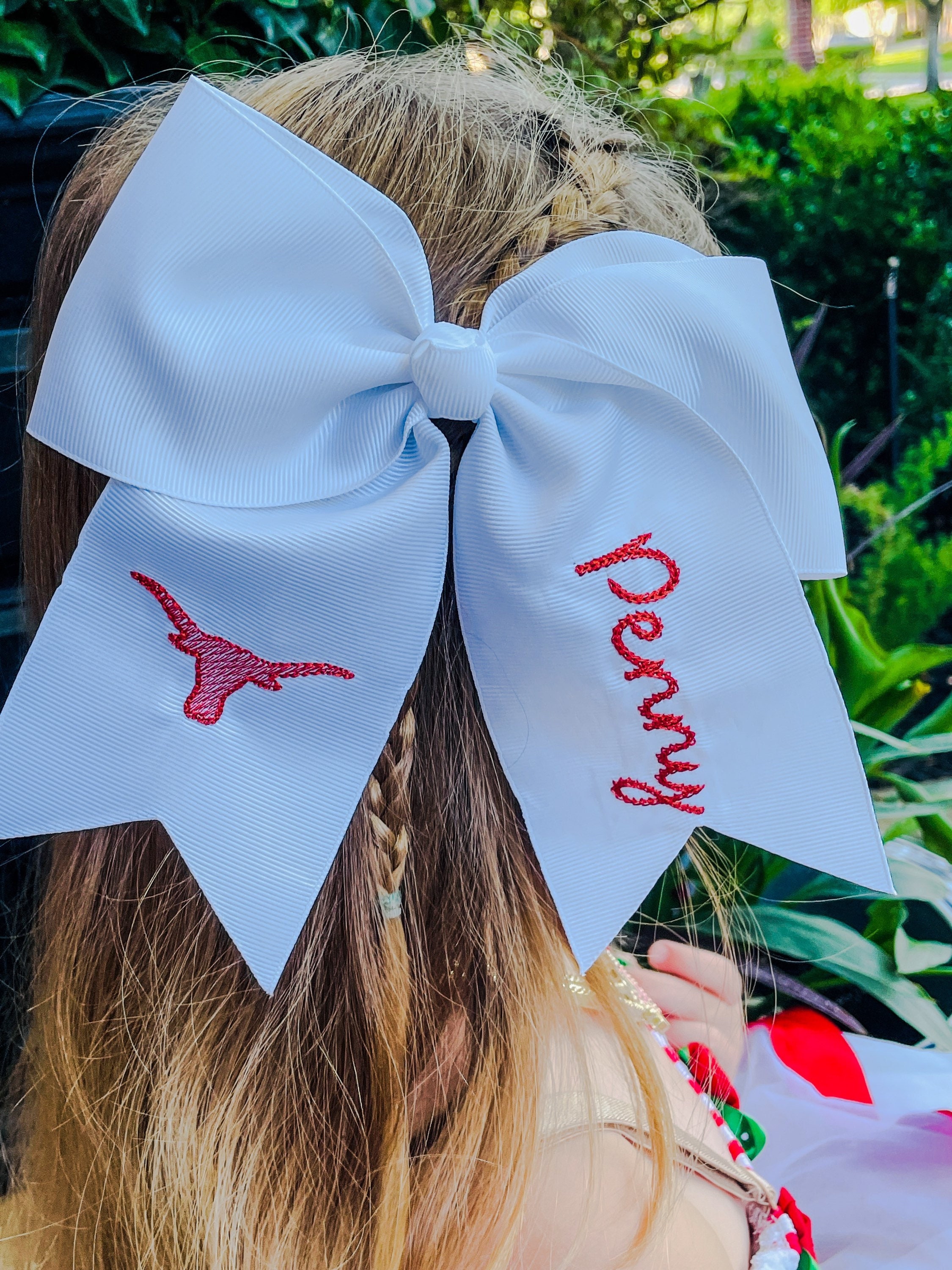 Monogrammed Longhorn Hair Bow: Embroidered Texas Cheer Bow - Etsy