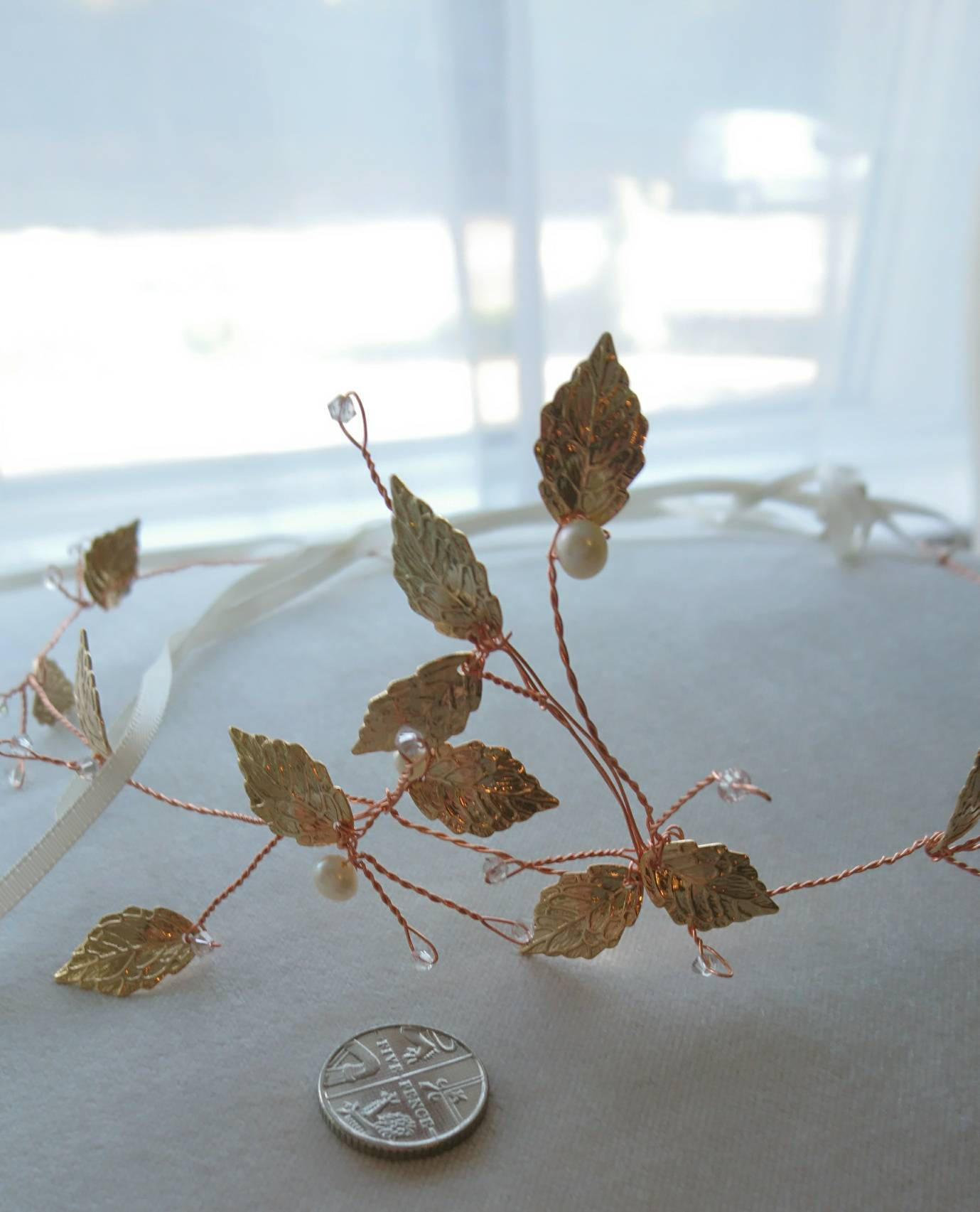 Gold Leaf Tiara Woodland Crown Rustic Wedding Hair - Etsy UK