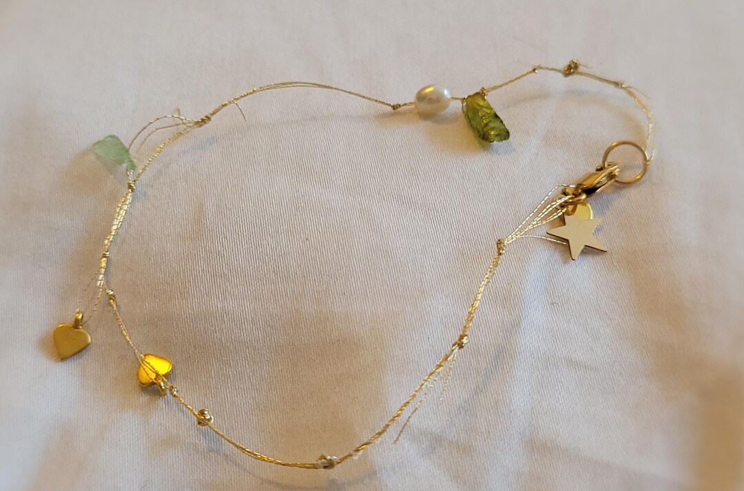 Gossamer Gold Thread Charm Bracelet// One of a Kind// Delicate ...