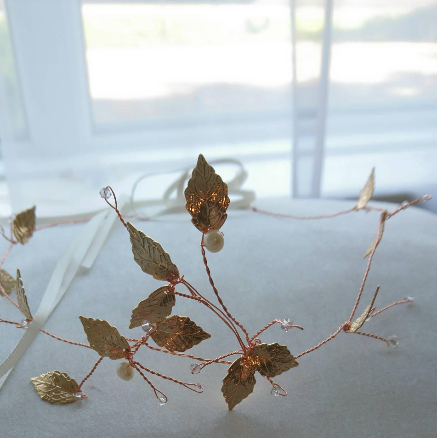 Gold Leaf Tiara Woodland Crown Rustic Wedding Hair - Etsy UK