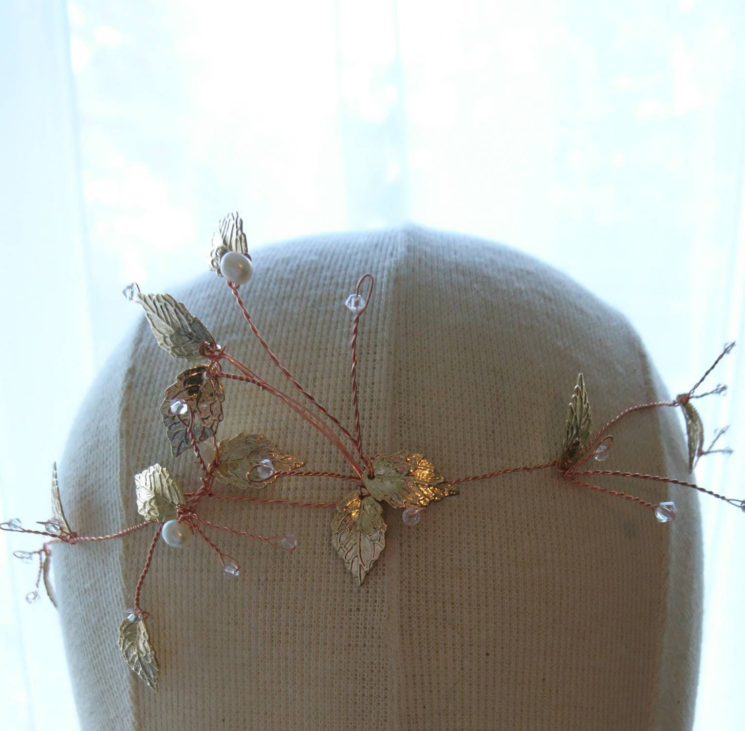 Gold Leaf Tiara Woodland Crown Rustic Wedding Hair - Etsy UK