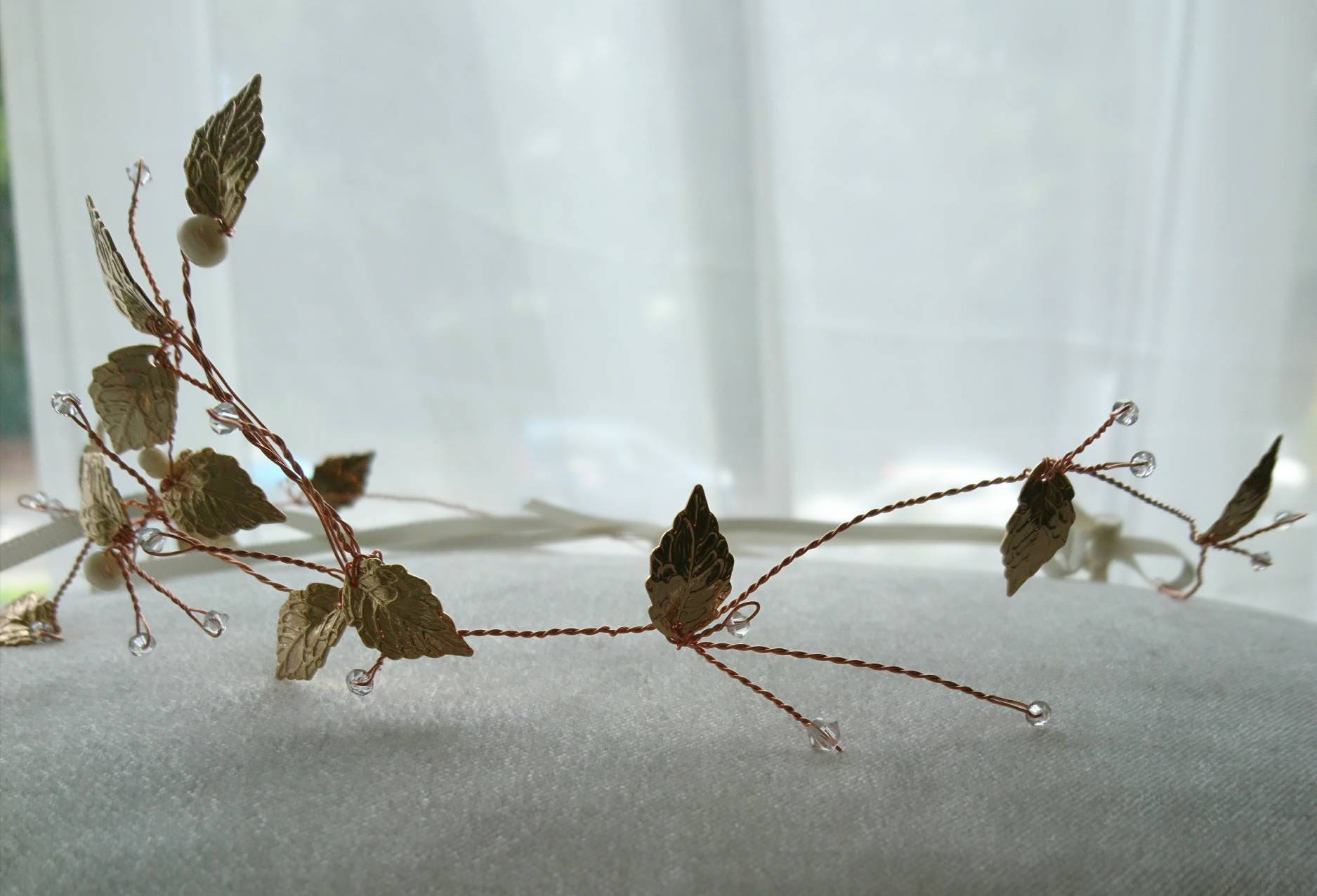 Gold Leaf Tiara Woodland Crown Rustic Wedding Hair - Etsy UK