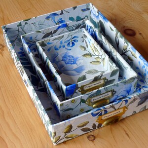 Office Paperwork Storage Trays in Porcelain Blue Design - Handmade ...
