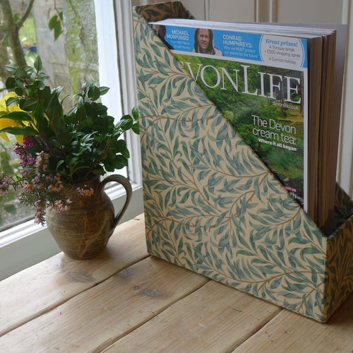 Recycled Gold Floral Magazine File Holder Covered in | Etsy