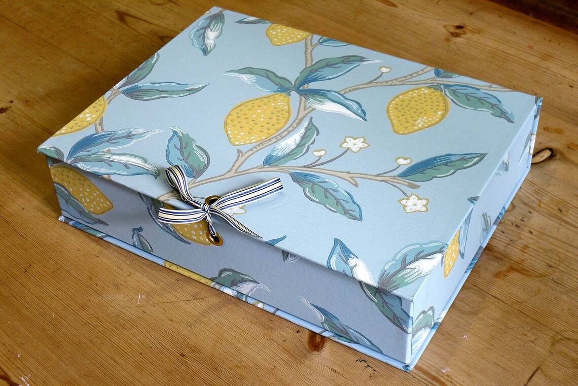 William Morris Lemons Aqua Box File A4 Home Office Collection - Etsy
