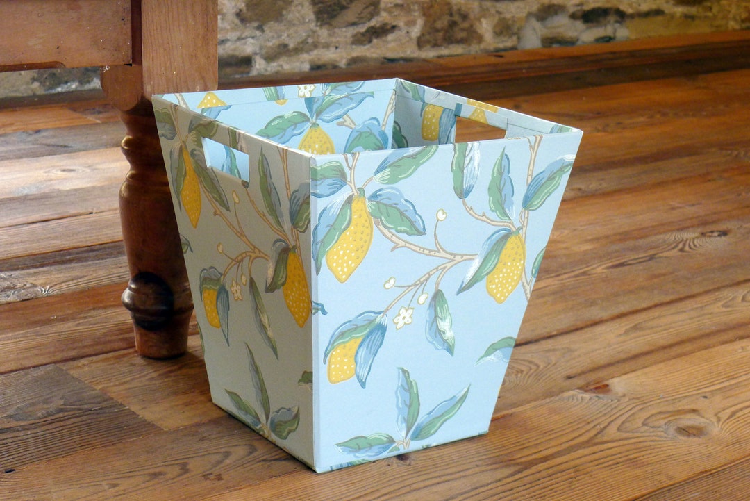 Large William Morris Waste Paper Bin/basket in Lemons Aqua - Home ...