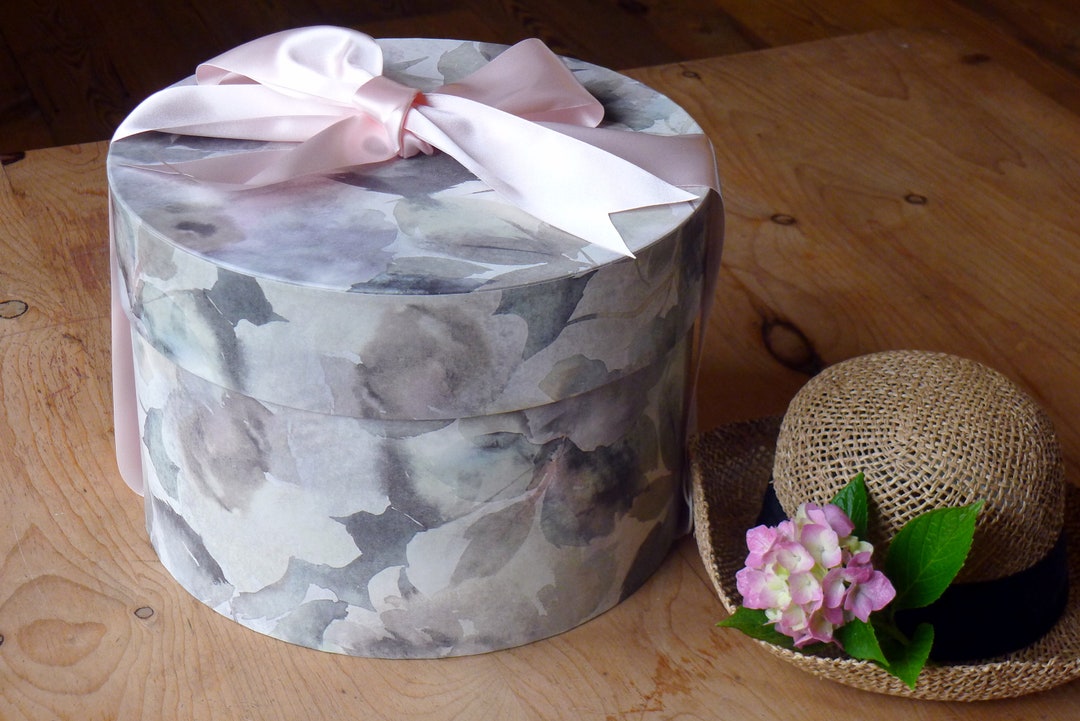 Edwardian Style Small Hat Box: Monet Pink Tapestry Florals, Handmade in ...