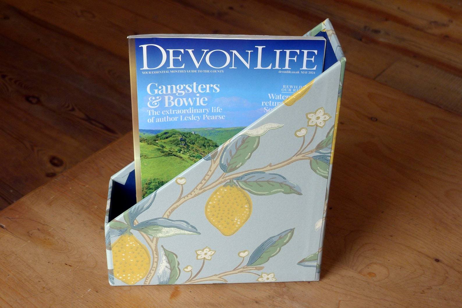 William Morris Magazine Holder: Lemons Aqua Handmade Stationery - Etsy