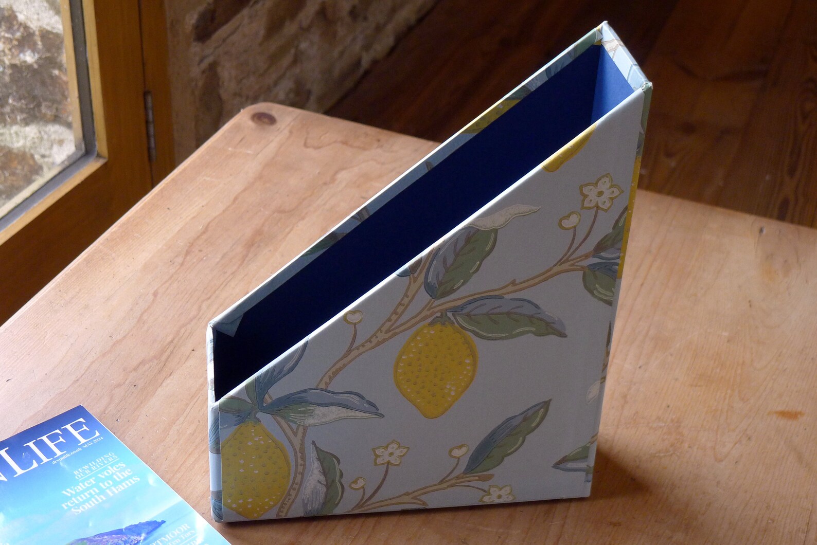 William Morris Magazine Holder: Lemons Aqua Handmade Stationery - Etsy