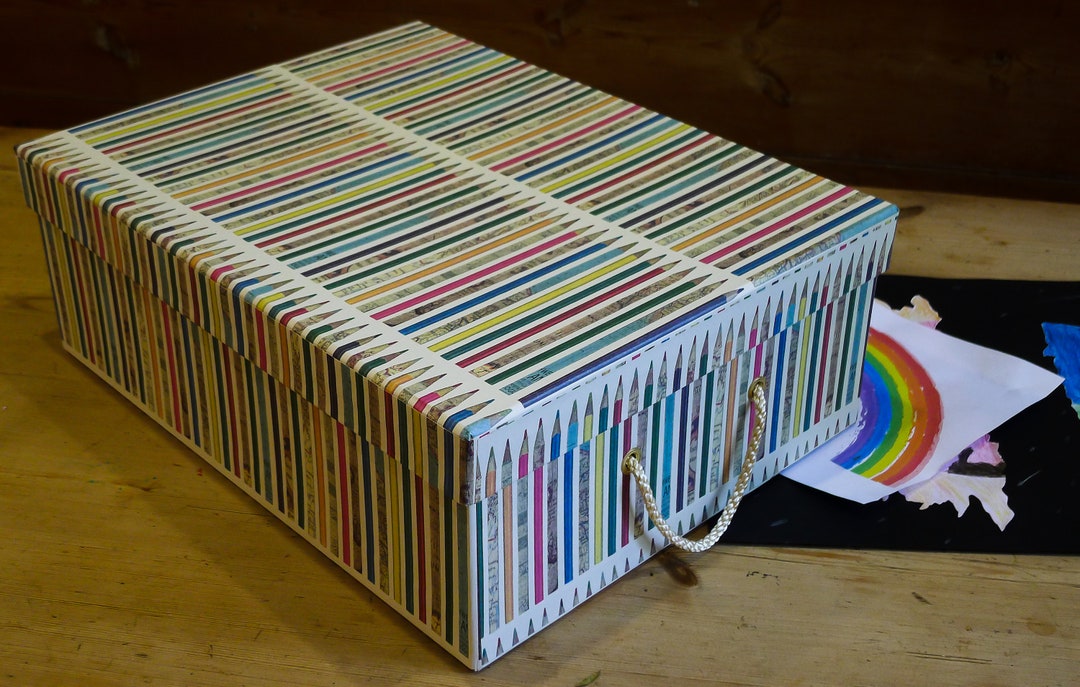 Children's Artwork Keepsake Box: Art Storage With Handles in Scribbler ...