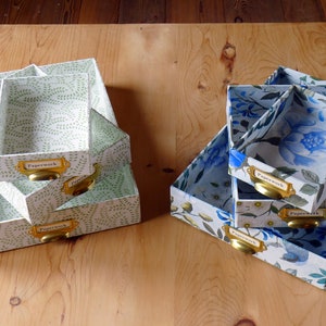 Office Paperwork Storage Trays in Porcelain Blue Design - Handmade ...