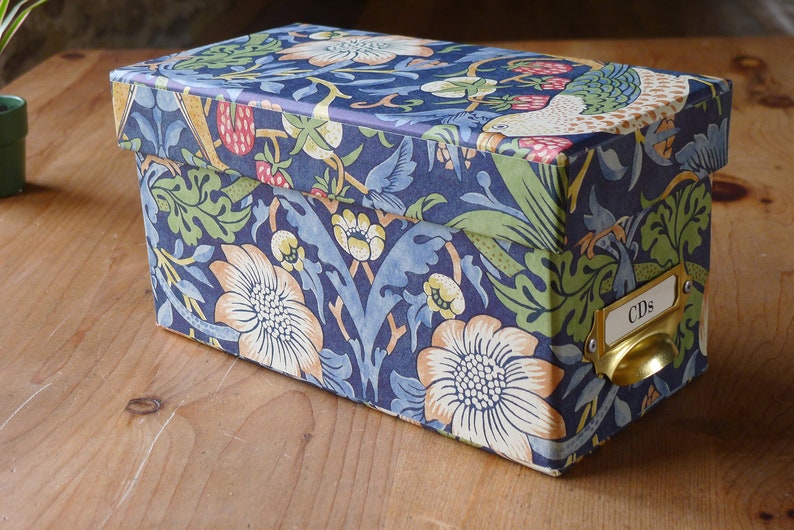 William Morris CD Box in Strawberry Thief Navy Keepsake Box - Etsy