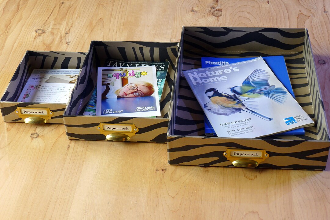 Office Paperwork Storage Trays in Mara Design - Handmade Stationery ...