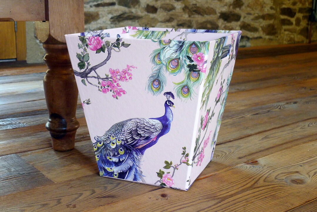 Waste Paper Bin/basket in NEW DESIGN Peacocks Purple Home Storage ...