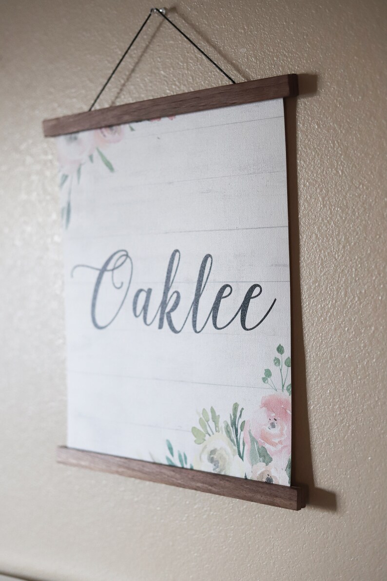 Floral Canvas Sign Hanging Canvas Sign Custom Name Sign - Etsy