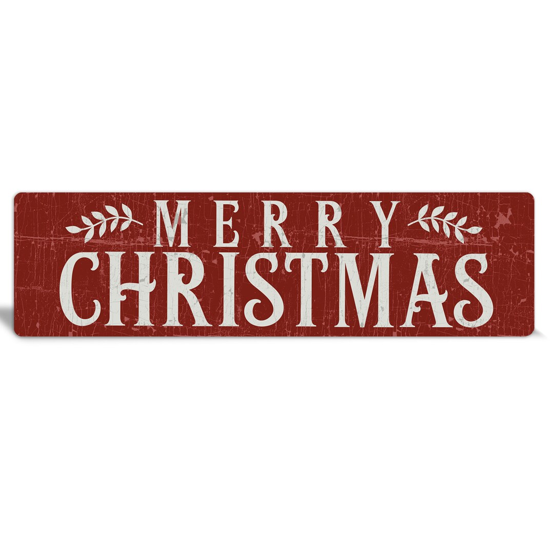 Red Merry Christmas Metal Sign: Rustic Holiday Home Decor - Etsy
