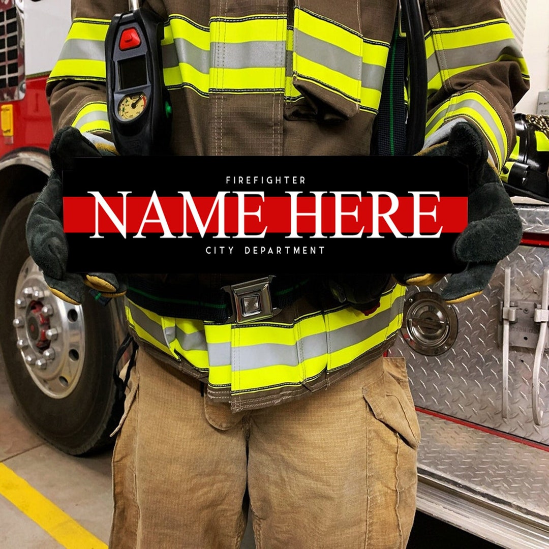 Personalized Firefighter Sign: Red Line Metal Decor, Custom Name - Etsy