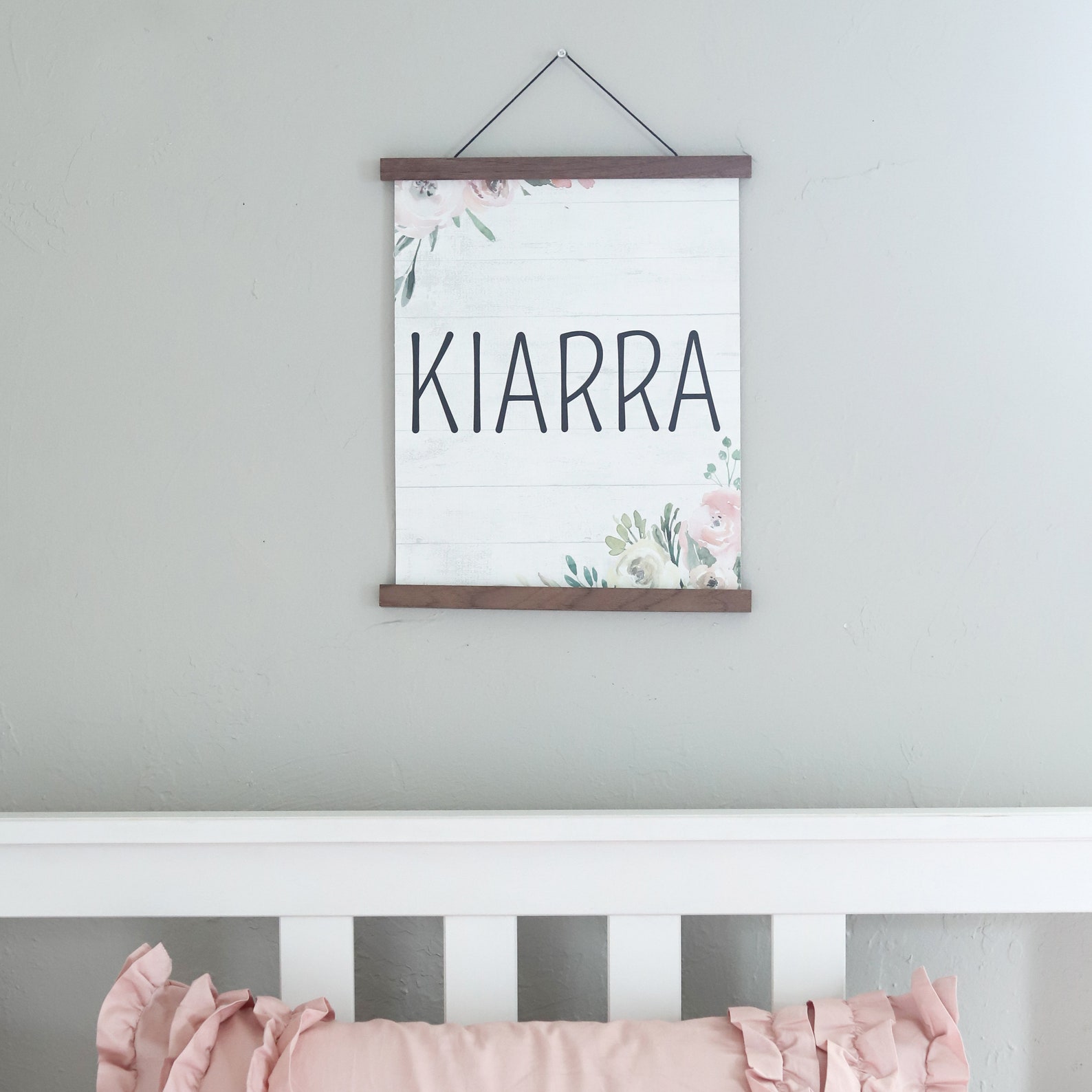 Floral Canvas Sign Hanging Canvas Sign Custom Name Sign - Etsy
