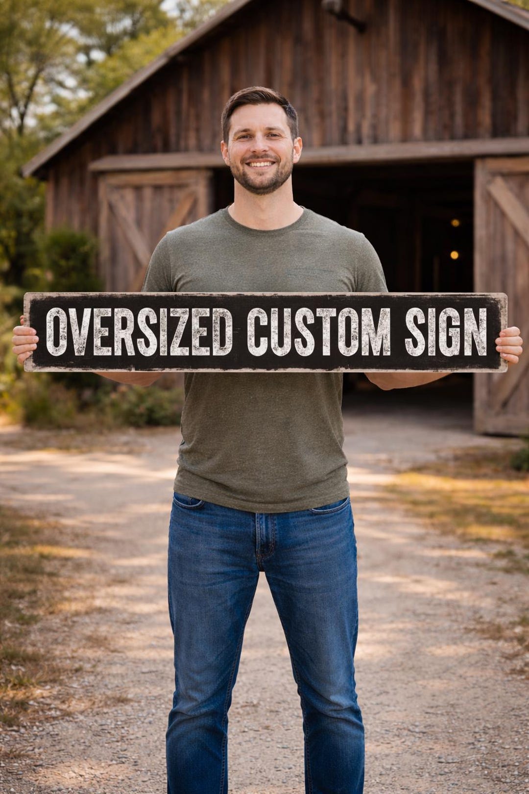 Oversized Black Rustic Metal Sign: Custom Outdoor Business, Farmstand ...