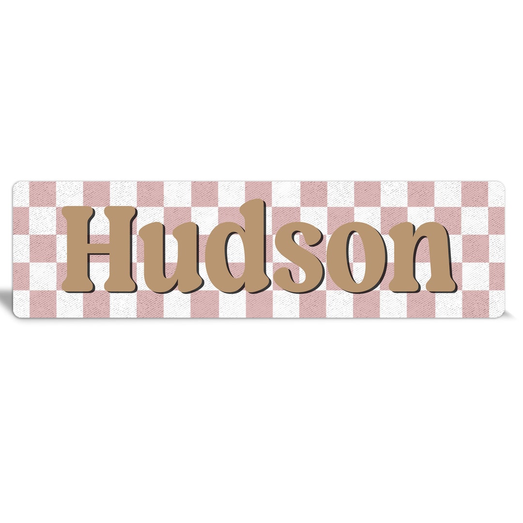 Pink Checkered Name Sign, Personalized Name Sign, Kids Name Sign ...