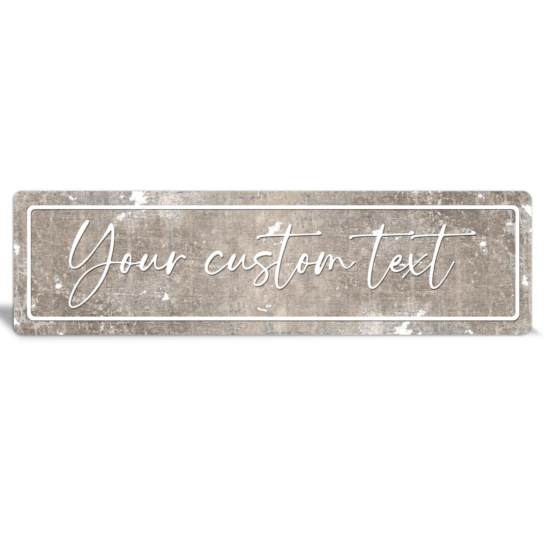 Custom Metal Sign, Tan Metal Sign, Distressed Metal Sign, Custom Metal ...