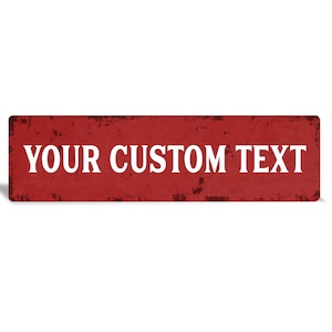 Custom Red Rustic Metal Sign: Personalized Outdoor Decor - Etsy