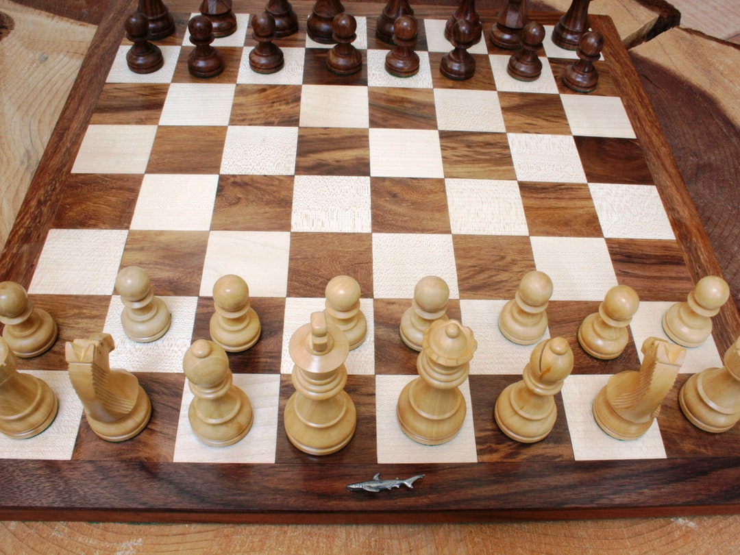 Shark Personalised Large Chess Board Wooden Pieces 18 X 18 Inch Free ...