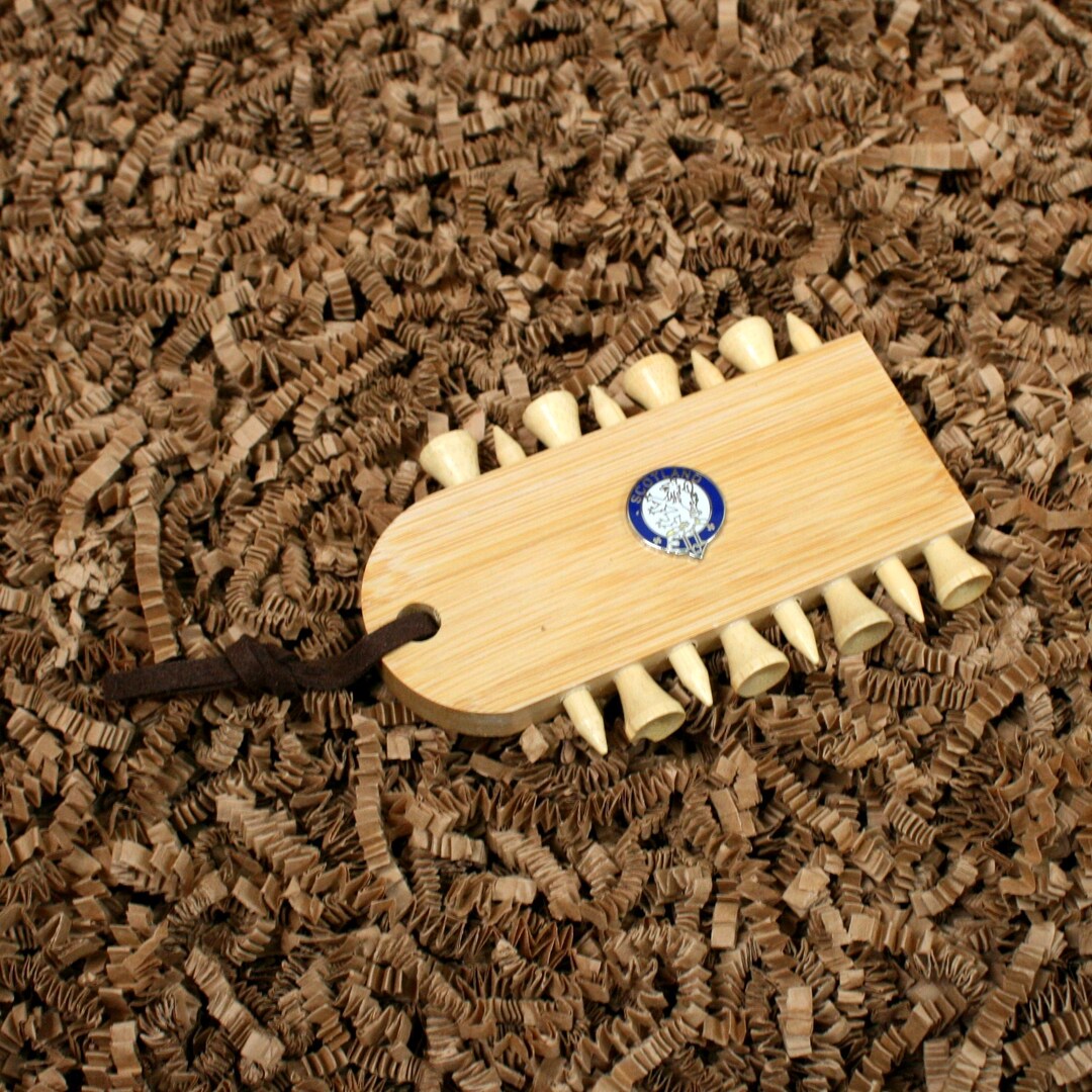 Clan Symbols Bamboo Golf Tee Holder With Wooden Tees and Free Engraving ...