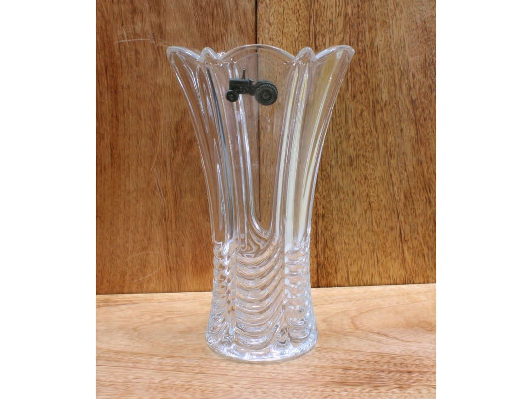 Farm Vehicles Table Flower Vase Fluted Cut Crystal Glass Vase Tractor ...