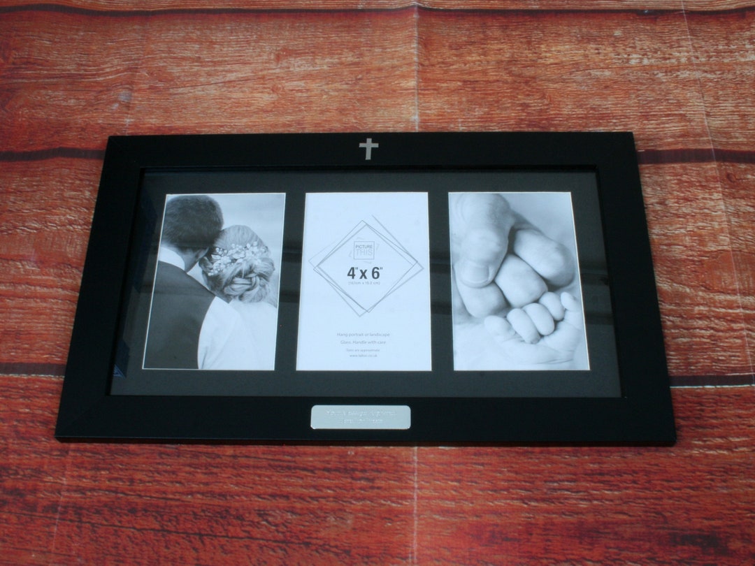 Religious Symbols Black Wooden Photo Frame 3 Windows Wall Hanging Free ...