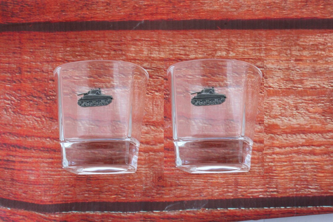 Army Tanks Whisky Tumblers Pair of Crystal Glasses Birthday Gift Boxed ...