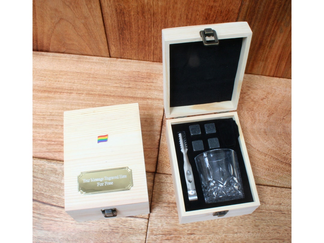 Pride Whiskey Father's Day Gift Set Wooden Tumbler Box Personalised ...