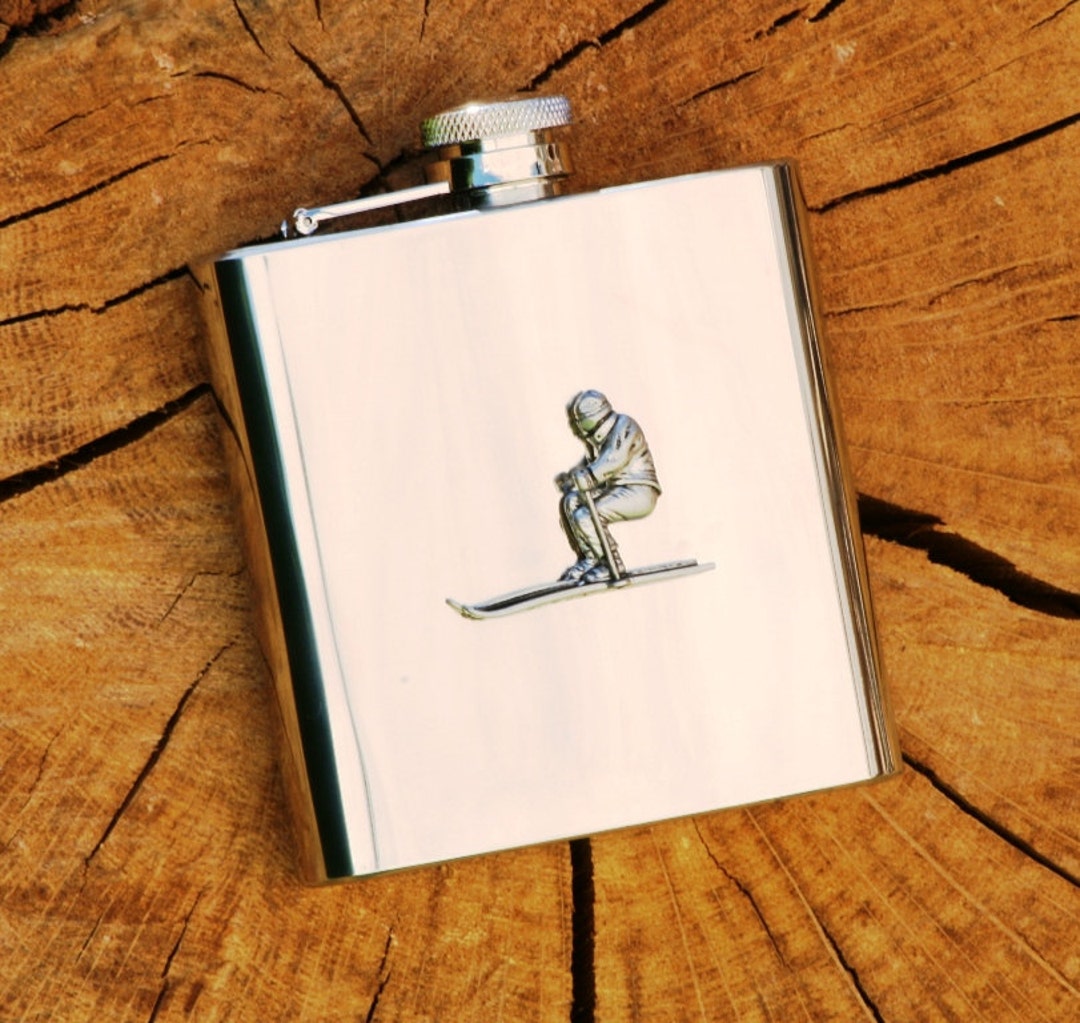 Skiing Hip Flask Alpine Skier Father's Day Gift Personalised Free ...
