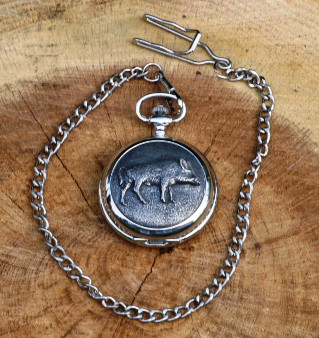 Hog Wild Boar Pocket Watch English Pewter Engraved Father's Day Gift ...