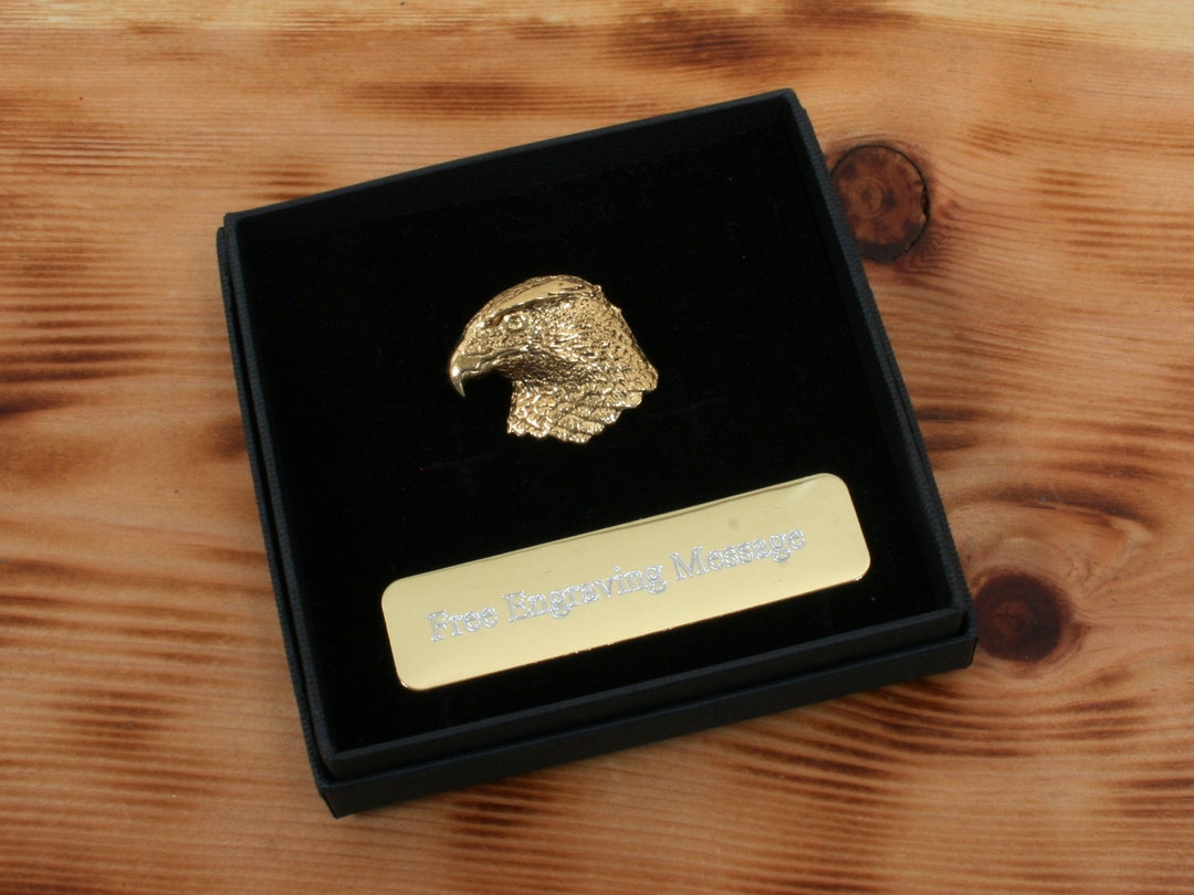 Hawk Head Gold Plated Pin Lapel Badge Falconry Father's Day Gift Custom ...