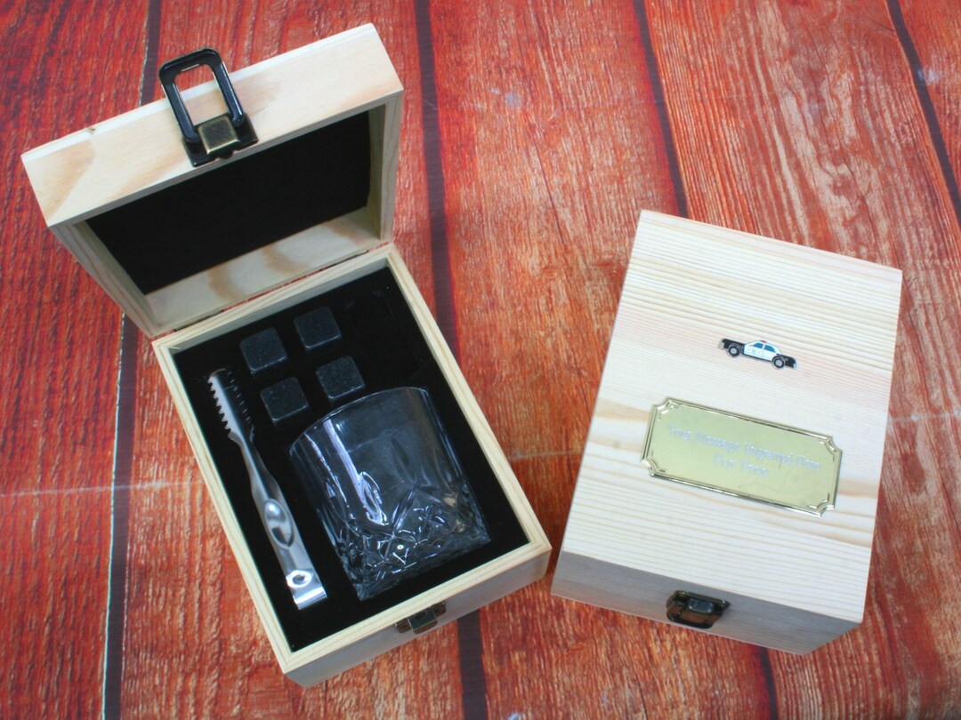 Law & Justice Whiskey Birthday Gift Set Wooden Tumbler Box Personalised ...