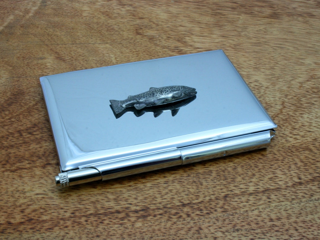 Fly Fishing Metal Notepad Memo Card Holder With Personalised Free Engraving Reel Fly Carp Father ...