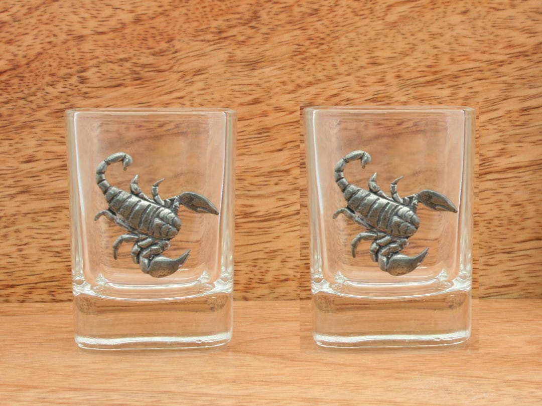 Pair of Scorpion Shot Glasses Crystal With Pewter Motifs 315 Sg - Etsy